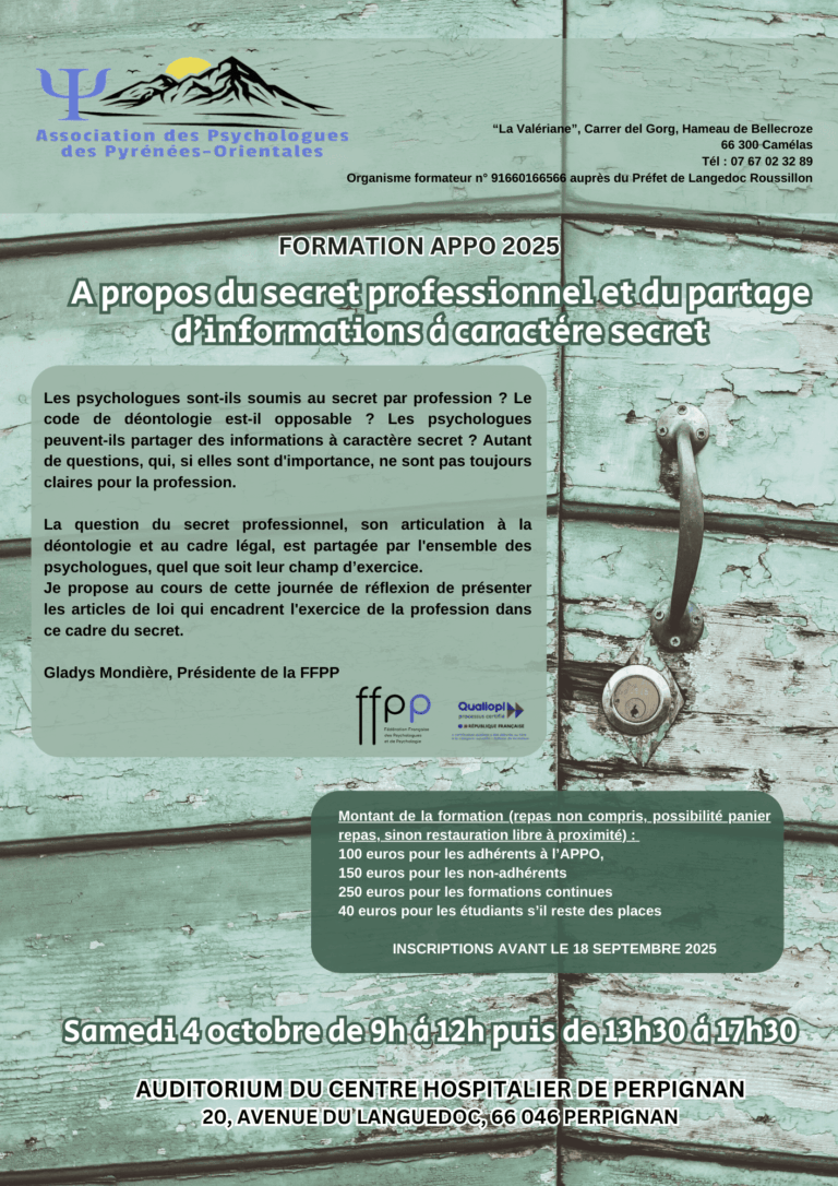 FORMATION APPO 2025 - A propos du secret professionnel et du partage d’informations à caractère ...